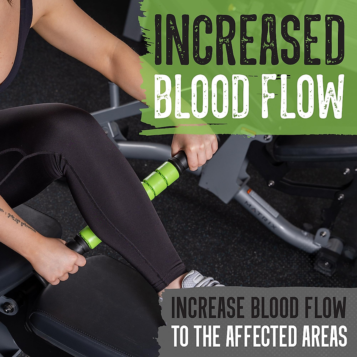 Gradient Fitness Muscle Roller Stick with Free Exercise eGuide,Body Massage Stick Tools,Muscle Roller Massager for Relief Muscle Soreness,Cramping and Tightness,Help Legs and Back Recovery,Green/Black