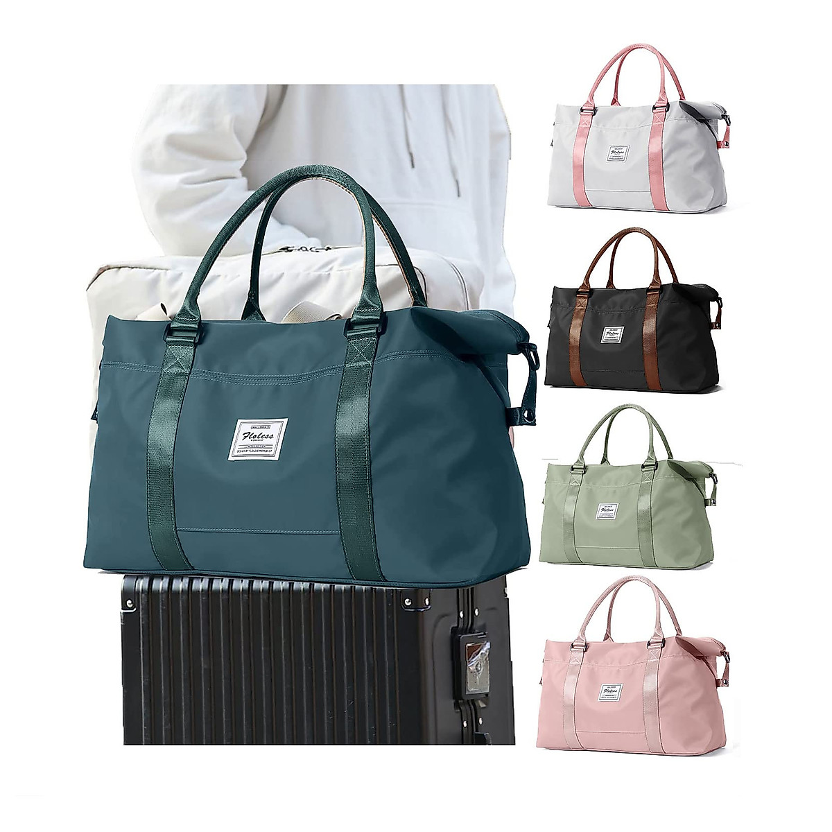 Sport Travel Duffle Bag Large Gym Tote Bag for Women, Weekender Bag Carry on Bag for Airplane, Ladies Beach Bag Overnight Bag Waterproof Bag Luggage Bag with Wet Bag Peacock Blue