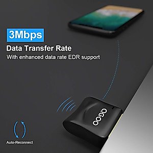 USB Bluetooth Dongle, QGOO Bluetooth 4.0 Adapter Bluetooth Receiver for PC Laptop Desktop Keyboard Mouse Headset Speaker Smartphone Tablet Compatible with Windows 11/10/8.1/8/7/XP/Vista/XP