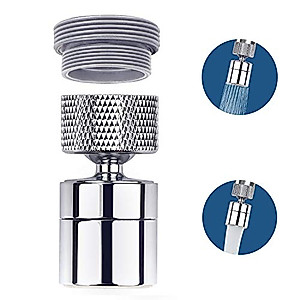 KWODE Faucet Aerator Sprayer Kitchen Sink 360-Degree Swivel Dual-Modes Faucet Head Attachment Female Thread with Male Thread Adapter