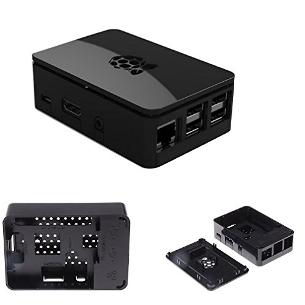Black Protective Case/Box/Enclosure for Raspberry Pi Model B/ 2/3 with Aluminum Heatsink Cooler - Access to All Ports