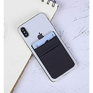 Fulgamo 2Pack Adhesive Phone Pocket,Cell Phone Stick On Card Wallet Sleeve,Credit Cards/ID Card Holder(Double Secure) with Sticker for Back of iPhone,Android and All Smartphones-Black