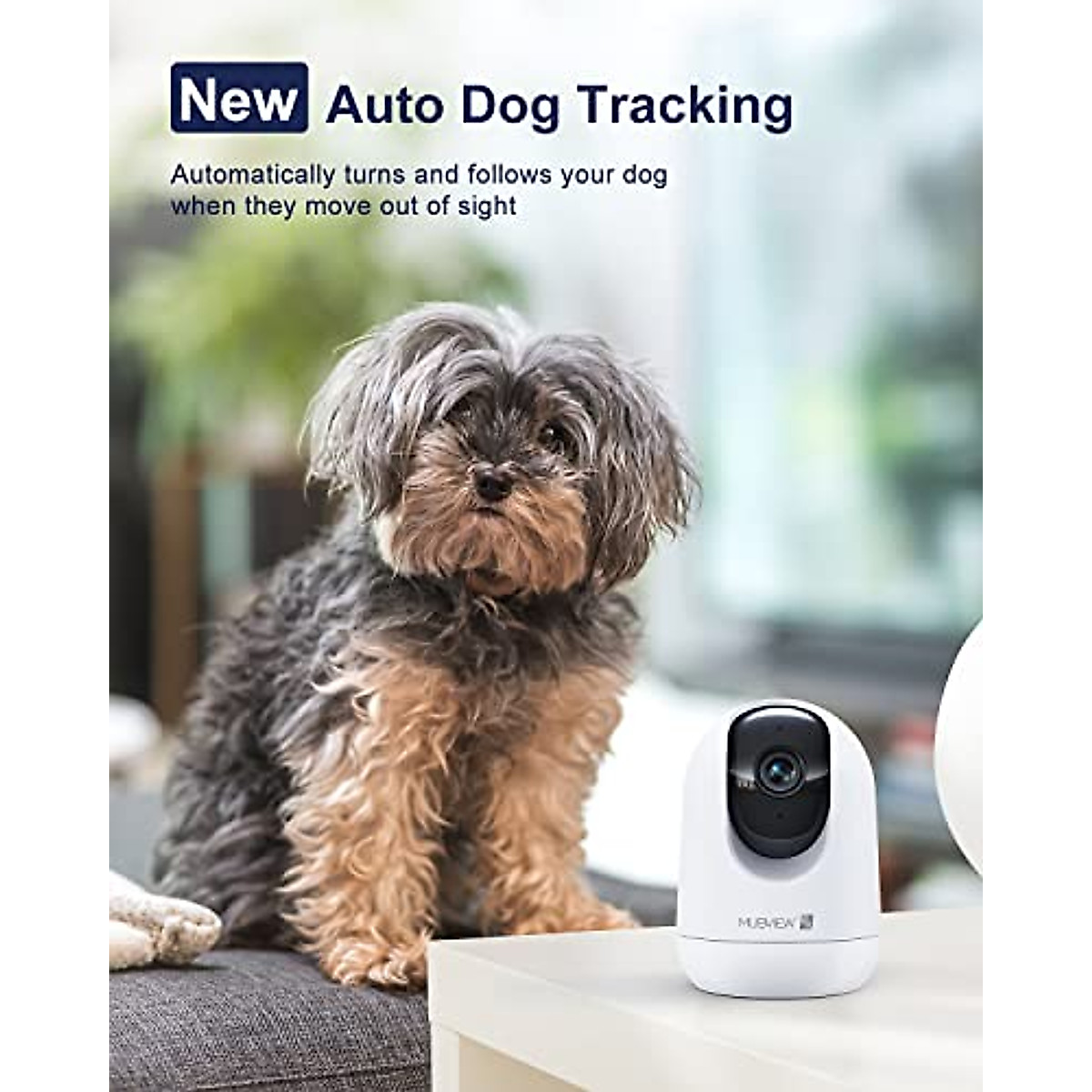 2K Pet Camera, Indoor Secuirty Camera with Phone APP, Home Security Camera for Dog/ Baby, 2.4G WiFi Wired Camera with Night Vision, 24/7 Recording, 2-Way Audio, Motion Tracking, SD&Cloud (2 Pack)