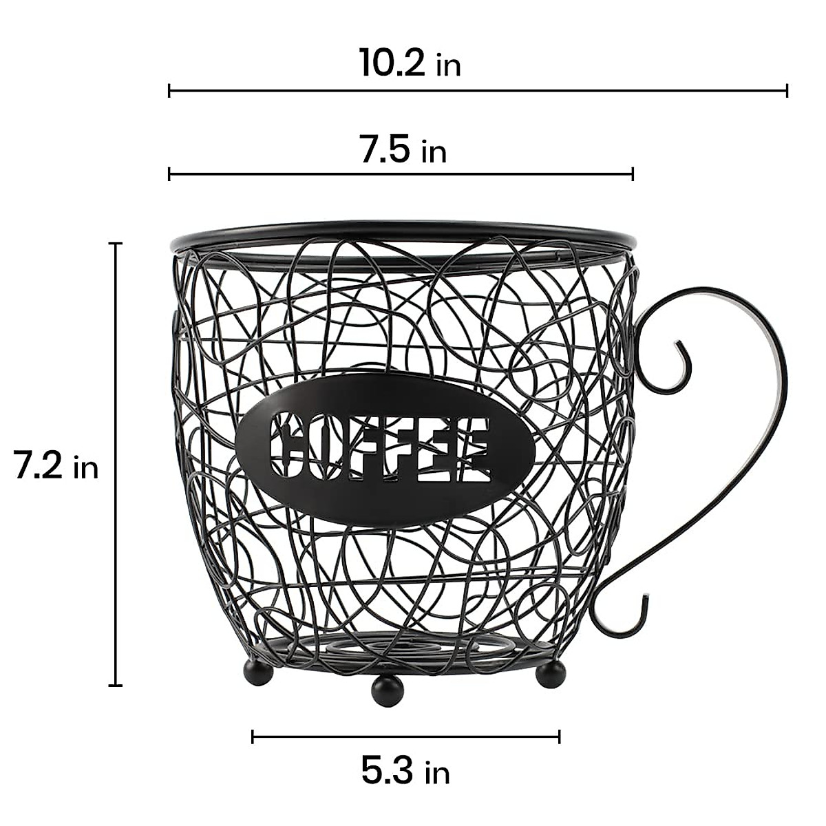 Coffee Pod Holder and K Cup Organizer, Large Capacity K Cup Holder for Counter, Holds 40 Coffee Pods Storage, K Cups Pod Holder for Coffee Bar Accessories, Black
