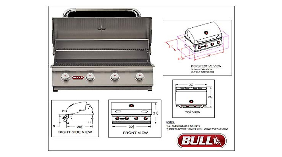 AMS BULL 30 Outlaw BBQ Grill - Built-in Natural Gas Outdoor Kitchen