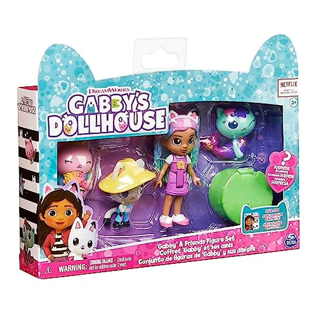 Gabby's Dollhouse, Gabby and Friends Figure Set with Rainbow Gabby Doll, 3 Toy Figures and Surprise Accessory Kids Toys for Ages 3 and up