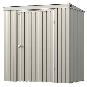 Arrow Shed Elite 6' x 4' Outdoor Lockable Steel Storage Shed Building with Pent Roof, Cool Grey