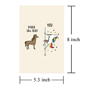 Kirynurd Hilarious 50th Birthday Card, Funny 50th Birthday Card, Unicorn 50 Years old Birthday Card
