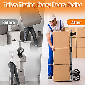 Dolly Cart Folding Hand Truck Dolly 309 lb Capacity Aluminum Heavy Duty Hand Cart with Swivel Handle and 7 inch Rubber All Terrain Silent Large Wheels, Portable Foldable Cart for Moving Heavy Item