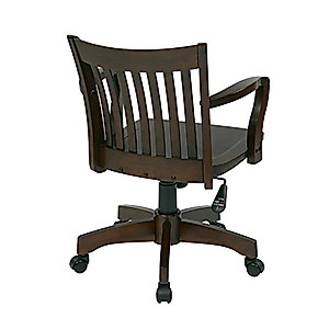 OSP Home Furnishings Deluxe Wood Banker's Desk Chair with Adjustable Height, Locking Tilt, and Heavy Duty Base, Espresso