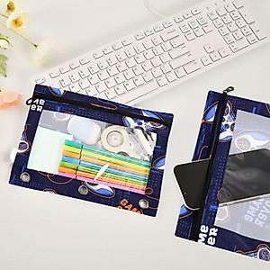 WIFIU Joystick Gamepads Pattern Pencil Pouch for 3 Ring Binder Pockets Clear Window Pencil Bag with Smooth Zipper Game Controller Pencil Case for Organization Office Supplies Cosmetics 2 Pack
