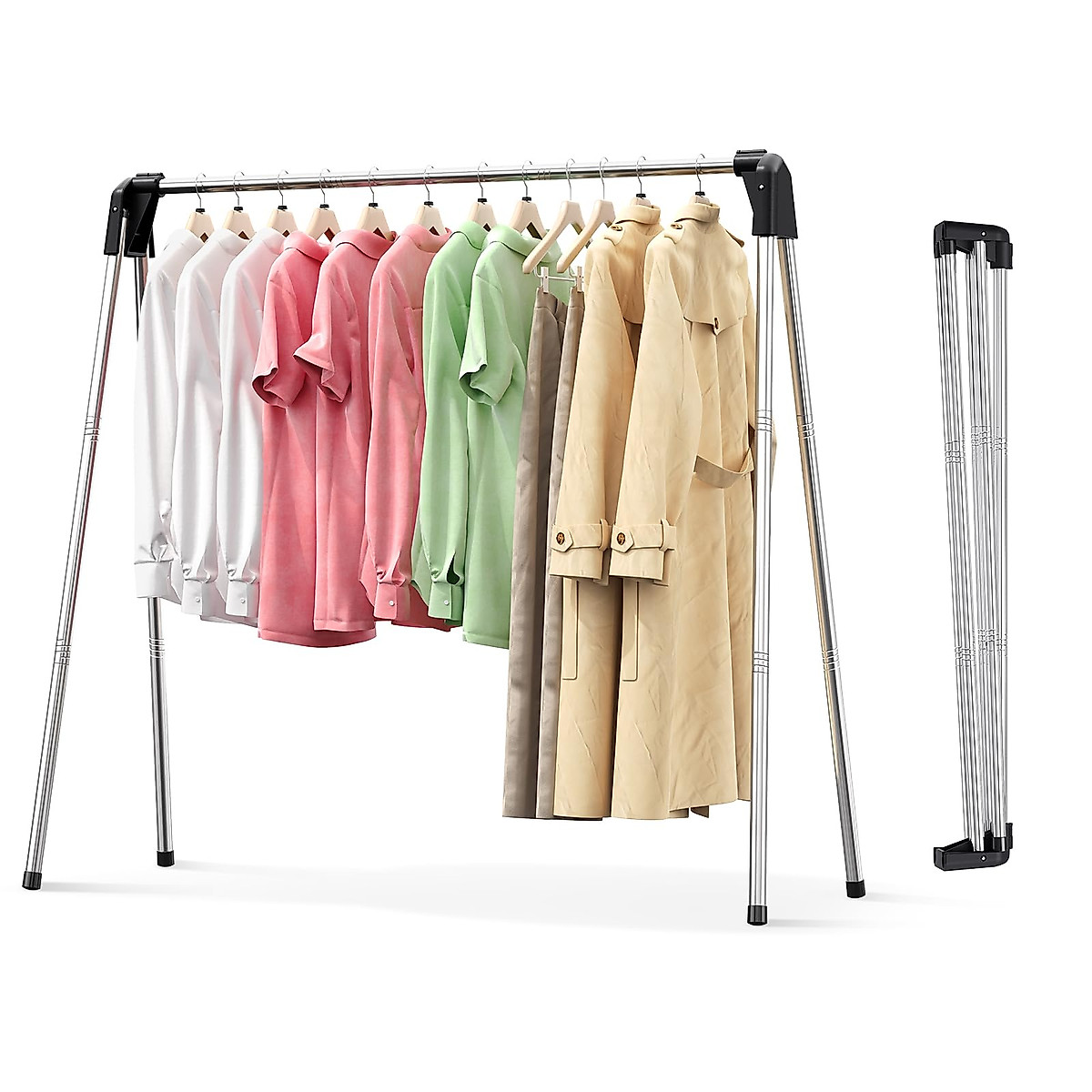 APEXCHASER Clothes Drying Rack - Efficient Laundry Rack, Collapsible Clothing Rack, Foldable Clothes Drying Rack, Heavy Duty Stainless Steel Clothes Rack