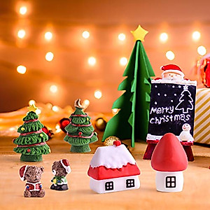 Zealor Christmas Miniature Ornaments Kit for Snowy Winter Fairy Garden Dollhouse Decoration