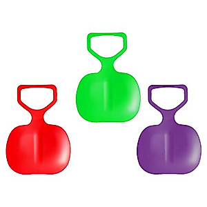 NUOBESTY 3 Pcs Butt Shape Snow Board with Handle, Plastic Thickened Skiing Boards Outdoor Winter Sports Snow Grass Sand Board Snowboard Sled Luge for Kids Random Color