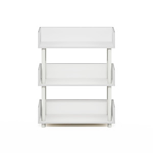 Furinno Turn-N-Tube 3-Tier Freestanding Multipurposes Display Rack, Bookshelf, White/White