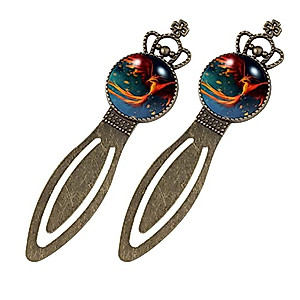 Metal Bookmark,2 Pack Vintage Book Marks for Gift,Bird Phoenix fire Sky Bookmarks for Women and Men Book Markers