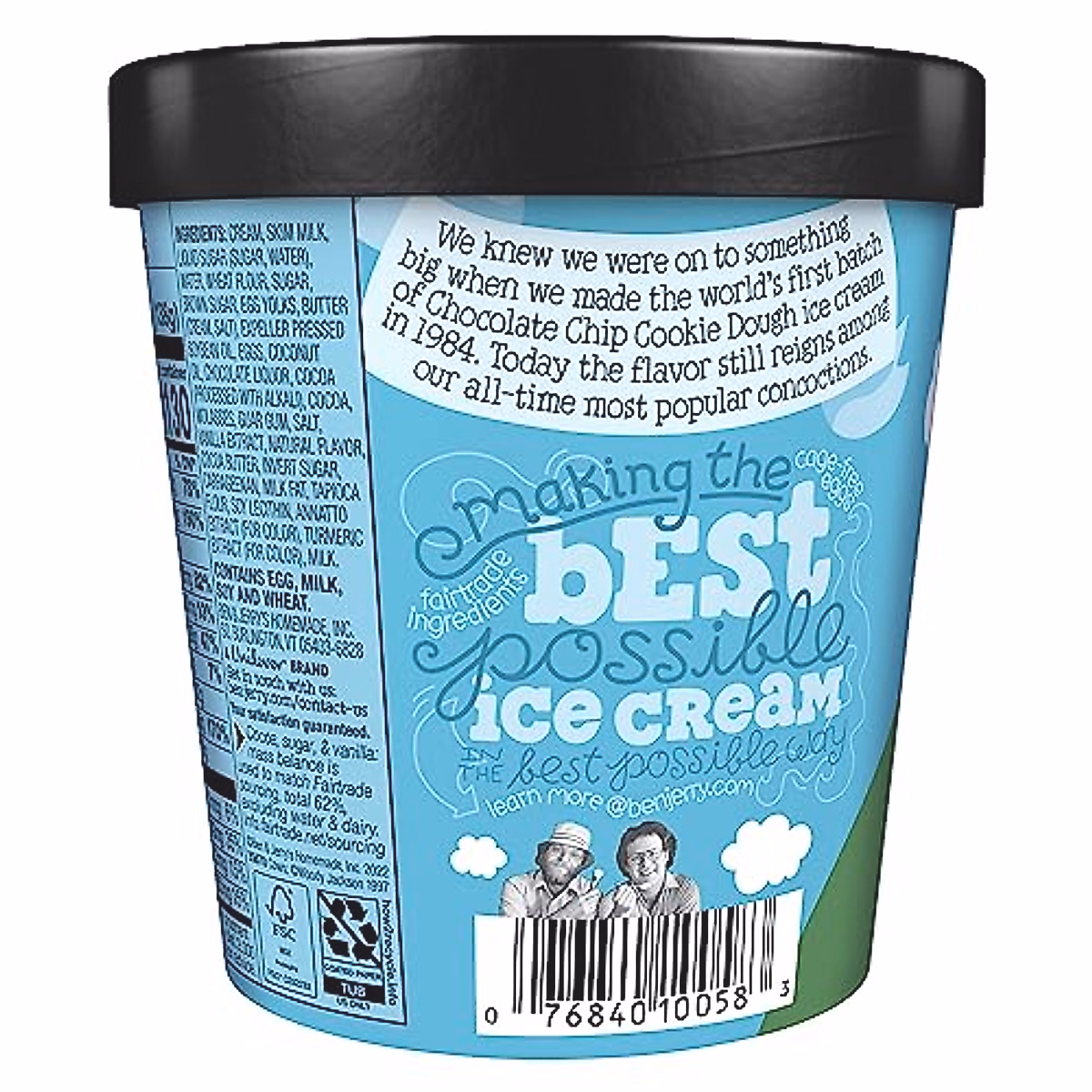 Ben & Jerry's Chocolate Chip Cookie Dough Vanilla Ice Cream Pint Non-GMO 16 oz