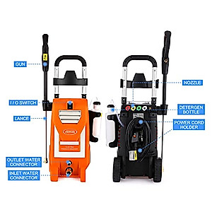 Kepma Electric Pressure Washer, 2.9GPM Power Washer 1800W High Pressure Cleaner Machine with 5 Nozzles, Foam Cannon for Car Washing, Driveways, Patios, Fences, Garden