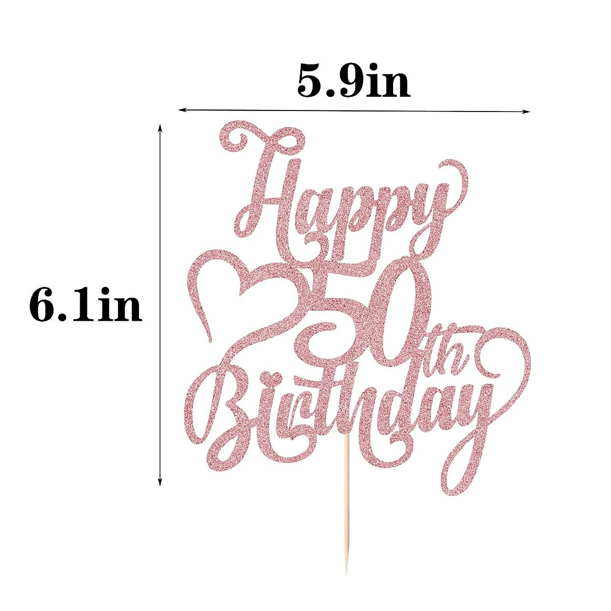 AROKIPPRY rose gold Glitter Happy 50th Birthday Cake Topper - 50 Anniversary/Birthday - Hello 50, Cheers to 50 Years,50 & Fabulous Cake Topper Party Decoration