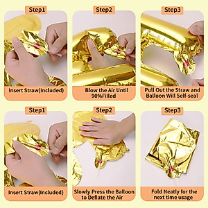 Accevo Gold Happy Birthday Balloons 16 Inch Mylar Foil Letters Balloons Happy Birthday Banner for Kids Child Adults Boys Girls Happy Birthday Sign Birthday Party Decorations Supplies