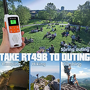 Retevis RT49B Walkie Talkies Rechargeable, Portable FRS Two-Way Radios, Mini Walkie Talkie Long Range, NOAA, Easy to Use Walkie Talkies for Adults, 2 Way Radio White 2 Pack Camping