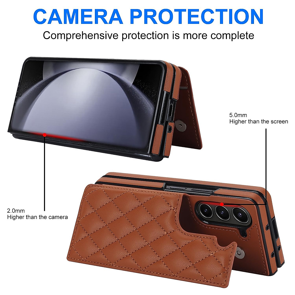 XIZYO for Samsung Galaxy Z Fold 5 Case, for Z Fold 5 Wallet Case with Card Holder Slot Kickstand Cute Aesthetic Leather Flip for Women Men Shockproof Protective Bumper Cover, Brown