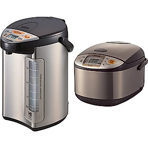 Zojirushi 586361-CV-DCC40XT America Corporation Ve Hybrid Water Boiler And Warmer, 4-Liter, Stainless Dark Brown | Zojirushi NS-TSC18 Micom Rice Cooker and Warmer, 10-Cups