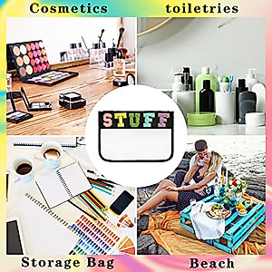 DYSHAYEN Chenille Letter Clear Zipper Pouch for Travel,Nylon Clear Cosmetic Bag,Makeup Travel Bag for Women (Black-Stuff)