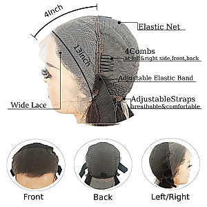 SENSAIRUITE Body Wave Lace Front Wigs Human Hair Wide Lace 180 Density Human Hair Wigs 13x4 Human Hair Lace Front Wigs Pre Plucked With Baby Hair 20 Inches Natural Color