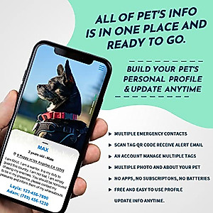 MYLUCKYTAG QR Code Silicone Pet ID Tag Dog Cat Tag, Online Pet Profile, Pet Location Alert Email, Digital Pet Tag, Quiet Dog Tag, Durable Pet ID, Dog Collar Tag, Engraved Pet Tag