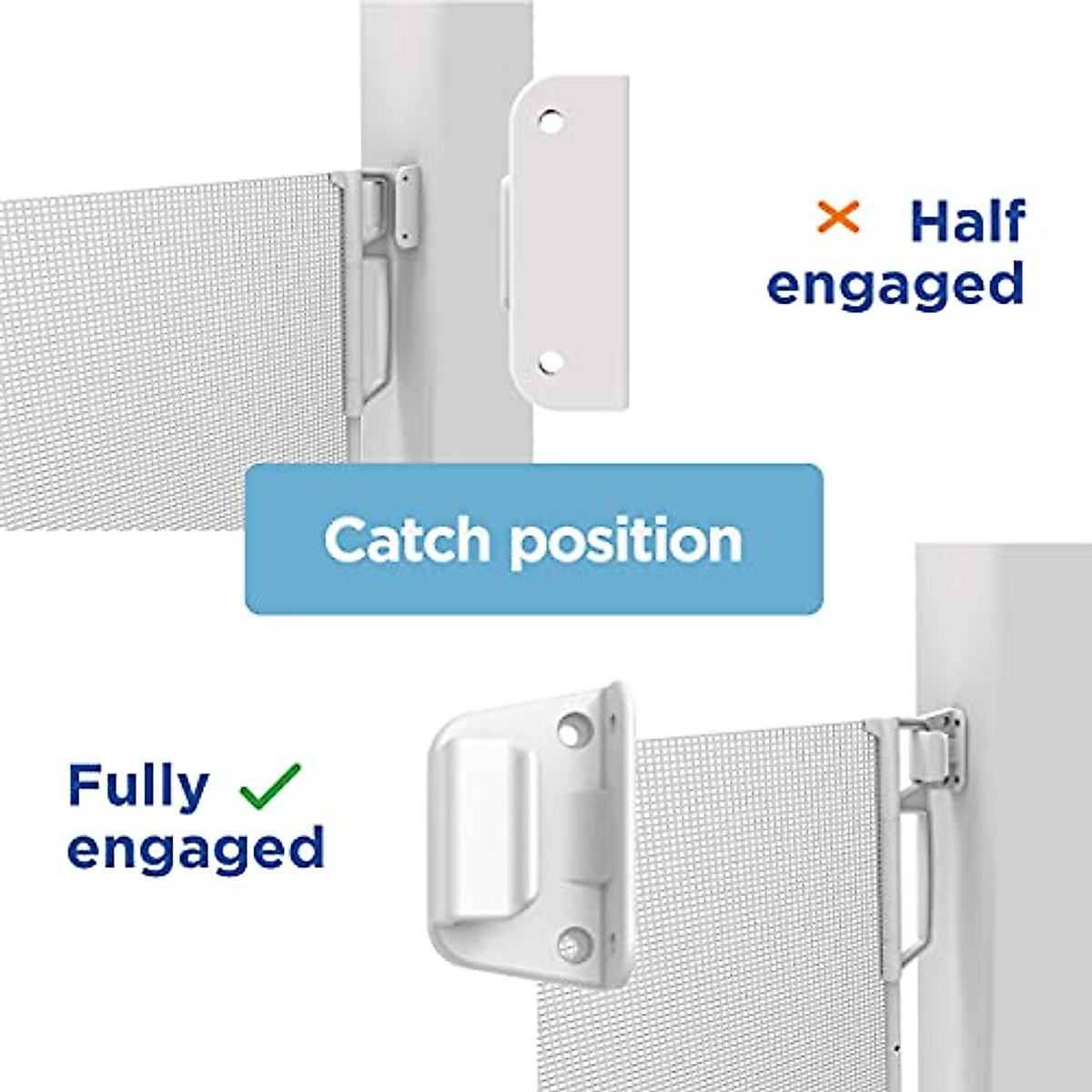 Perma Child Safety Indoor/Outdoor Retractable Baby Gate 33" Tall, Extends to 71" Wide, White