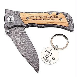 Stepdad Gift - Thank You for Being the Dad You Didn’t Have to Be, Engraved Pocket Knife for Stepdad from Stepdaugheter Stepson, Gifts for Stepdad Birthday Christmas from Daughter, Stepdad Fathers Day