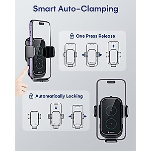 ZEEHOO DUOXX Wireless Car Charger,Dual Coils 15W Fast Charging Car Mount, Dashboard, Air Vent Wireless Phone Holder Auto-Clamping for iPhone 14 13 12 Pro Max,Samsung Z Flip 4 3 5G S23 Ultra,etc
