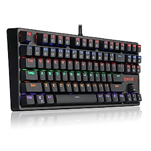 Redragon K576R DAKSA Mechanical Gaming Keyboard Wired USB LED Rainbow Backlit Compact Mechanical Gamers Keyboard 87 Keys for PC Computer Laptop Blue Switches (Black)