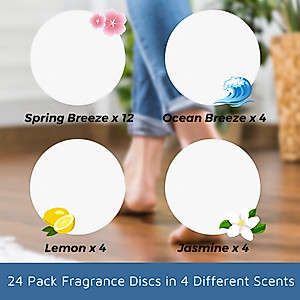 24 Pcs Fragrance Discs Compatible with Bissell Powerfresh and Symphony Series Steam Mop Pad, Including 4 Different Scent Discs (12 Spring Breeze, 4 Lemon, 4 Jasmine, 4 Ocean Breeze)