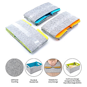 Welaxy storage baskets Felt Foldable Storage Cube Shelf Bins Organizer box for Kids Toys Magazine Books Clothes Office Bedroom Closet Babies Nursery organizing (orange+green+turquoise )