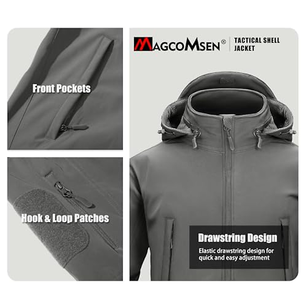 Mens Waterproof Jacket Mens Winter Coat Windproof Jacket Tactical Jackets Rain Jacket Winter Jacket Softshell Jacket for Men Grey XL