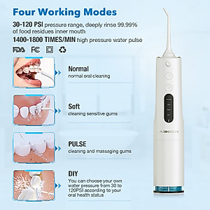 Water Flosser for Teeth, 360ML Portable Dental Oral Irrigator for Teeth with 4 Modes, 4 Multifunction Jet Tips, IPX7 Waterproof, Suitable for Taking Care of Your Oral Hygiene at Home and Traveling