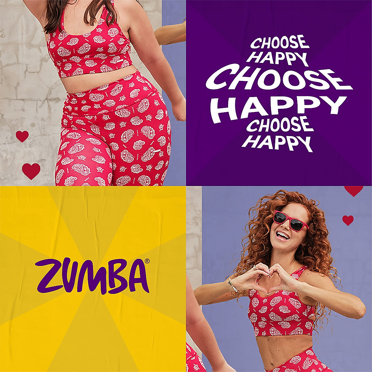 ZUMBA Biker Shorts Clothes for Women Workout High Waisted Shorts, M, Red