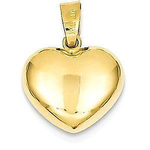 IceCarats 14K Yellow Gold Heart Necklace Love Pendant Charm 18mm x 12mm Only