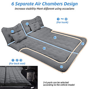 SUV Air Mattress, Inflatable Car Bed with Electric Pump and Pillow, Flocking Surface, Camping Sleeping Pad for Travel SUV Sedan Back Seat Trunk Tent Chevy Jeep Wrangler Toyota Honda Civic (Black)