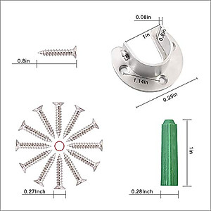 Closet Rod Brackets Heavy Duty Stainless Steel Closet Rod Holder U Shape Socket Bracket End for Shower Rod Holder Closet Rar Bracket Closet Pole Socket 1 inch Curtain Rod Bracket with Screws 2 Sets