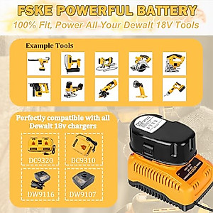 FSKE 2Pack 18V 6.5Ah Lithium-ion Battery Replacement for Dewalt 18V Battery XRP DC9096 DC9098 DW9096 DW9098,Compatible with Dewalt 18v Cordless Tools