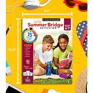 Summer Bridge Activities 6th to 7th Grade Workbooks, Math, Reading Comprehension, Writing, Science, Social Studies, Fitness Summer Learning, 7th Grade Workbooks All Subjects With Flash Cards