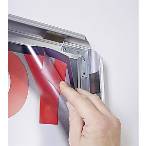 Displays2go 22" x 28" Snap Poster Frame with Non-Glare Lens and Mounting Hardware – Silver (QCSLV28)