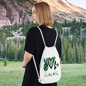WZMPA Cheerleader Drawstring Backpack Cheerleading Leader Gift Peace Love Cheer Drawstring Travel Bag Cheer Team Merchandise (Peace Cheer)