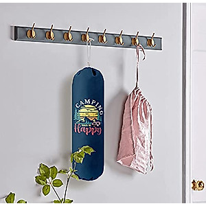Camping Makes Me Happy， Grocery Bags Holder Organizer for Shopping Bags，Wall Mount Plastic Bags Storage Container Dispensers, Gift for Women Mother Grandmother Friend