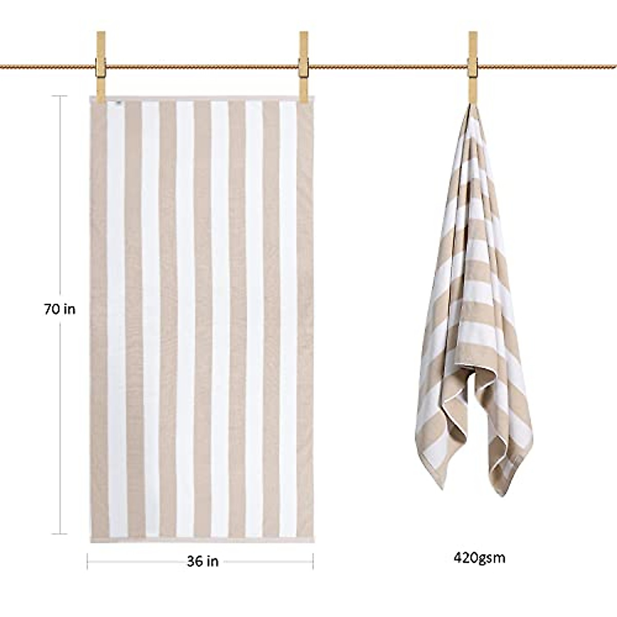 LULUHOME Plush Oversized Beach Towel - Fluffy Cotton Thick 36 x 70 Inch Chiffon Striped Pool Towels, Large Summer Cabana Swimming Towel for Adults