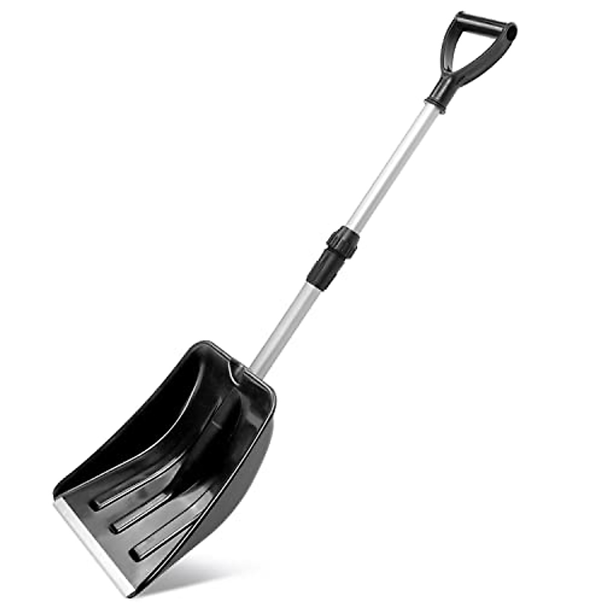 Collapsible Snow Shovel, Emergency Car Snow Shovel with Comfortable D-Grip Handle and Durable Aluminum Edge Blade, Portable Snow Shovel for Driveway Trunk Garden Camping (Adjustable 28" to 36")