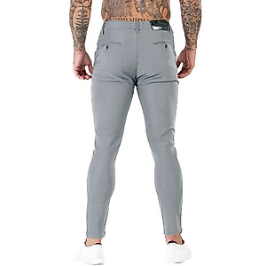 GINGTTO Grey Dress Pants for Men,Chinos Pants Men Slim Fit Stretch Size 32